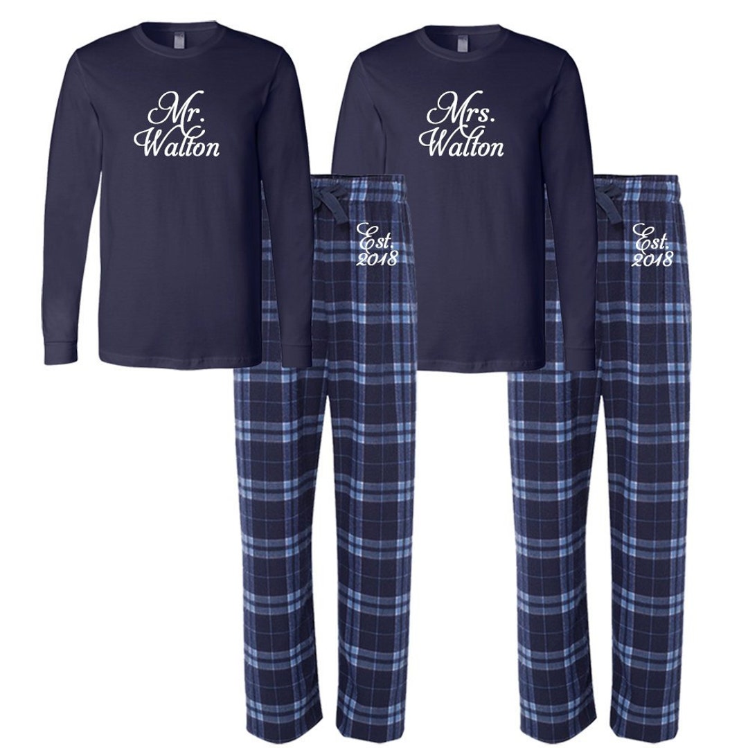 Mr. and Mrs. Matching Flannel Pajamas, Personalized Mr and Mrs Matching ...