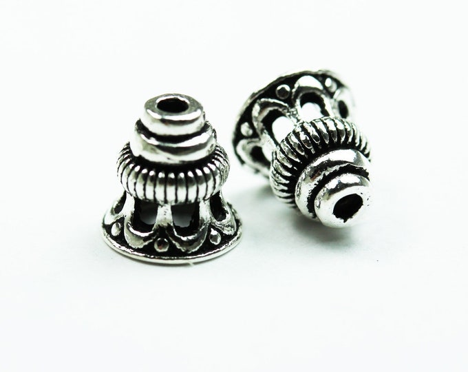 Sterling End Caps 4pcs Antiqued 925 Sterling Silver Jewelry Findings ...