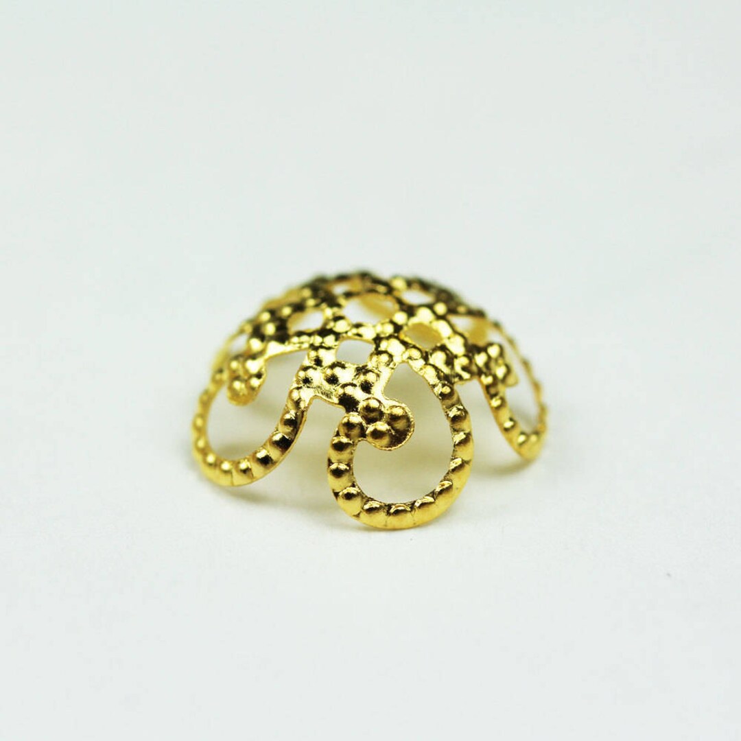 50pcs Jewelry Findings Bead Cap, Gold Plated Gold Findings, 9*4mm ...