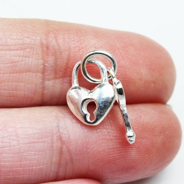 Lock and Key Silver Charm - Etsy