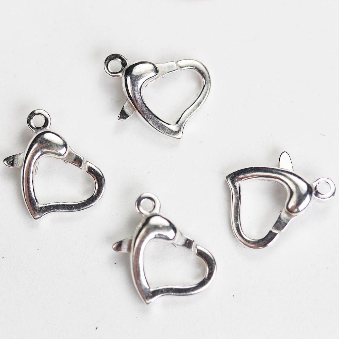 2pcs Sterling Clasp Heart Shape Clasp 925 Sterling Silver Jewellery ...