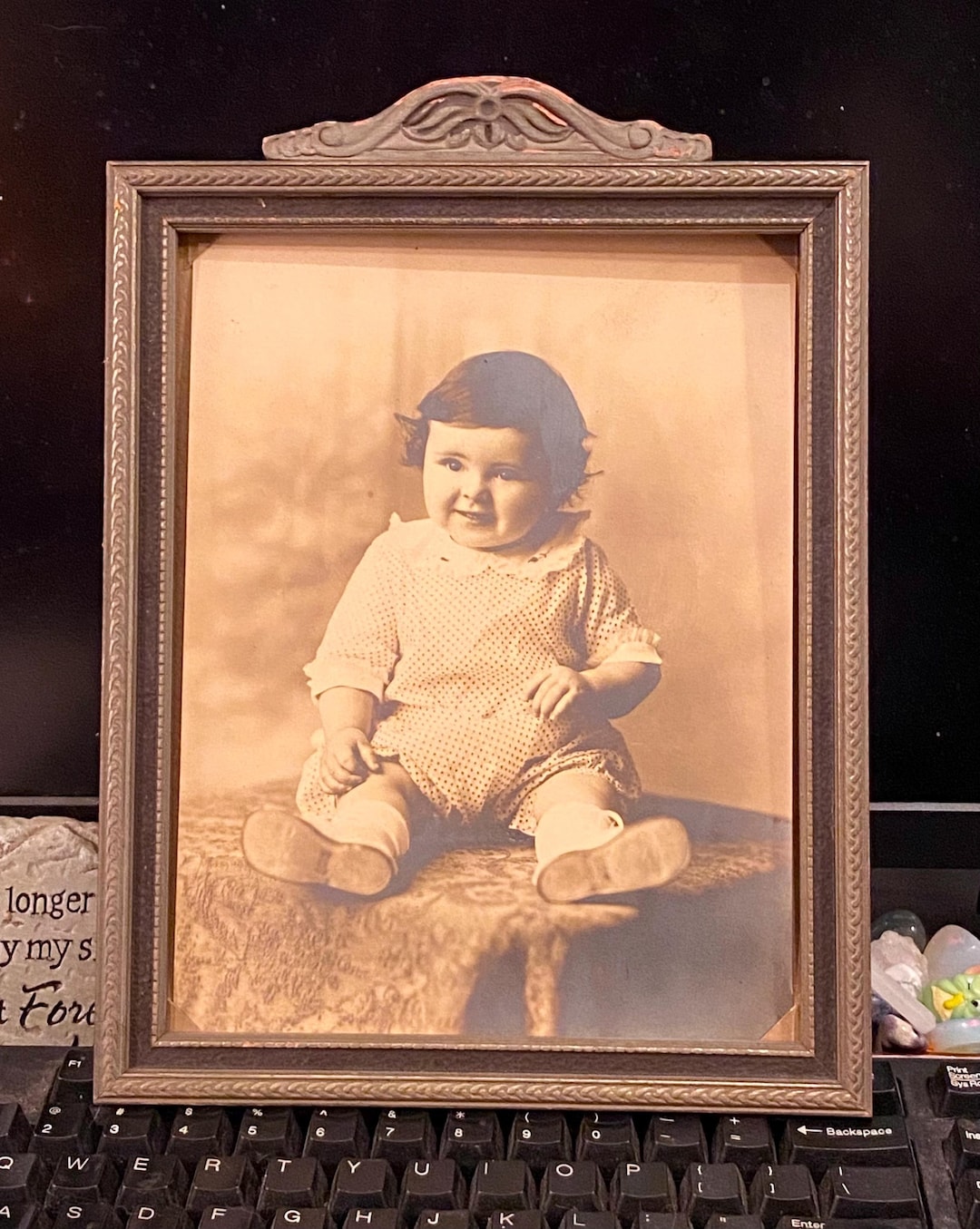 Antique Framed Early 1900’s Photo in Ornate Rustic Gray Picture Frame ...