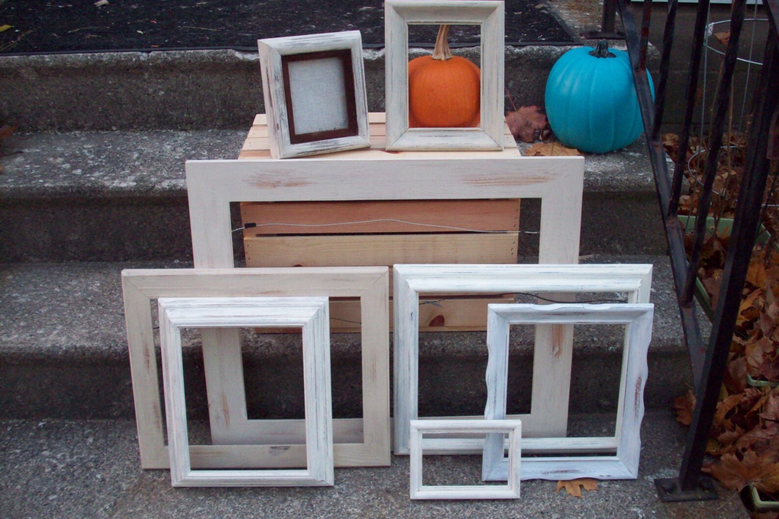 Open Wooden Frame Set of 8 Hand Painted Ombre Neutral Shades, Rustic ...