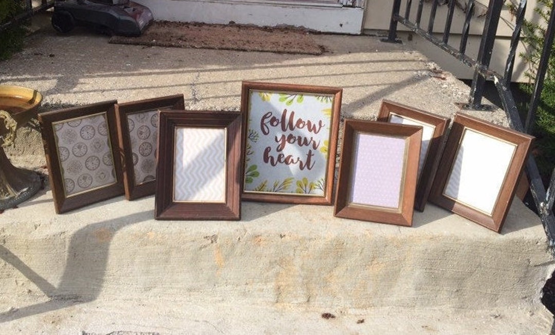 Vintage Wood Wooden Six 5 X 7 Picture Table Number Frames, One 8 X 10 ...