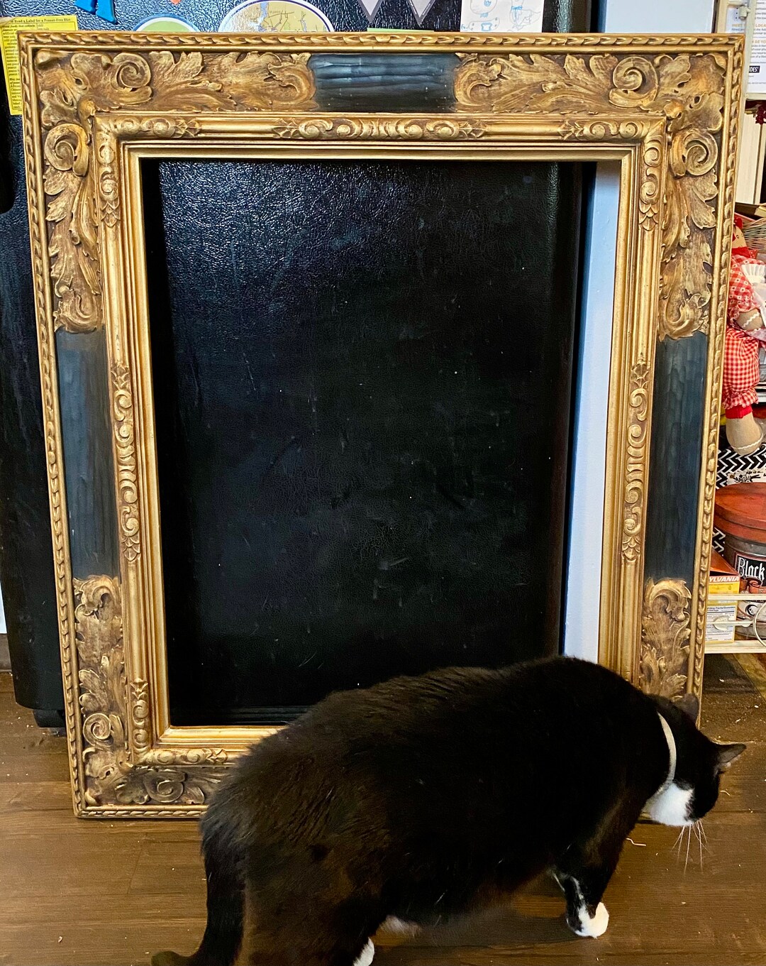 Extra Large Ornate Vintage Resin Gold & Black Open Picture Frame Open ...