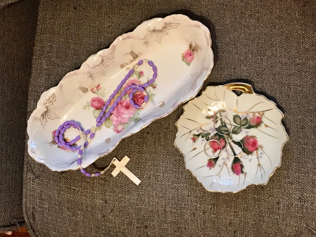 Leuchtenburg German Porcelain Long Dish Rose Pattern Hand Decorated ...