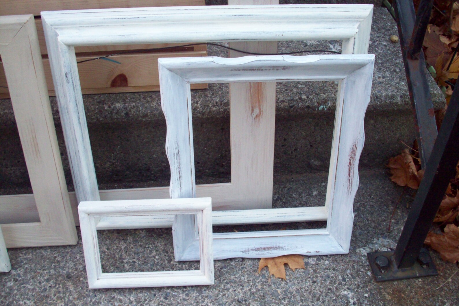 Open Wooden Frame Set of 8 Hand Painted Ombre Neutral Shades, Rustic ...