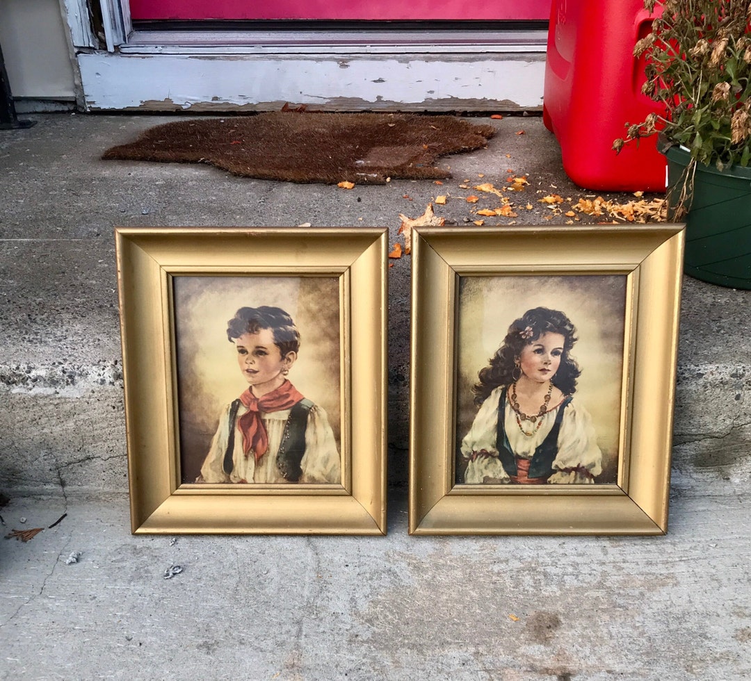 Vintage Framed Art Prints of Spanish Boy & Girl Elena Chiko Chico Gypsy ...