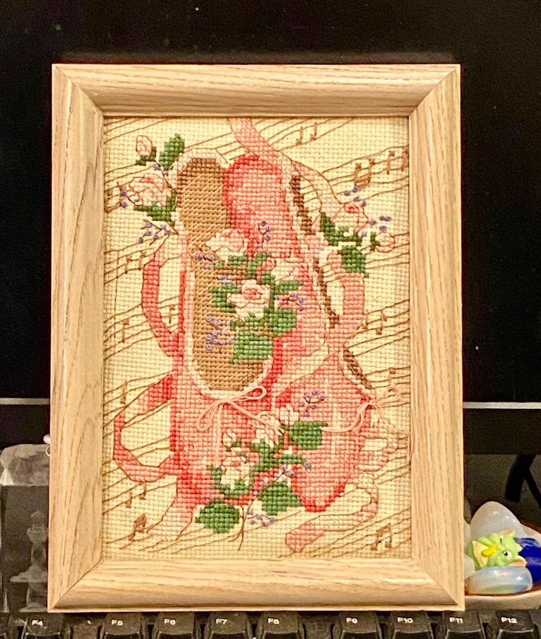 Vintage Framed Needlepoint Cross Stitch of Ballet Slippers Shoes ...