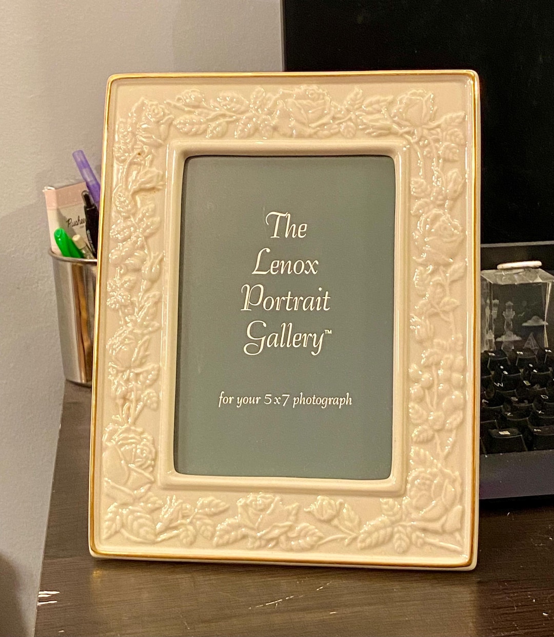 Vintage Lenox Porcelain Picture Frame for 5 X 7 Photo Ivory & Gold ...