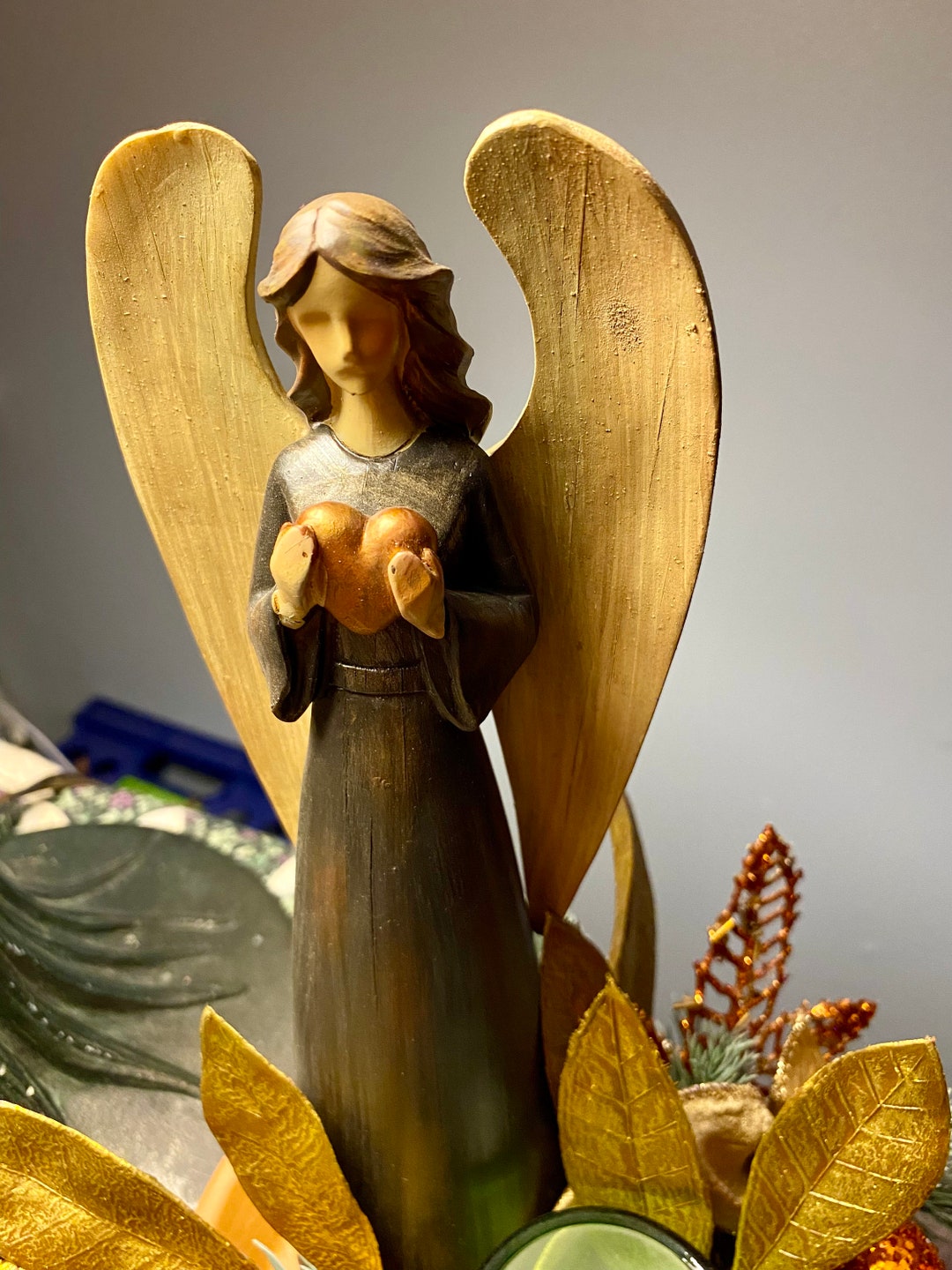 Handmade Decorative Vintage Angel Holding a Heart With Candle Votive ...
