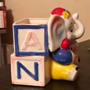 Vintage Elephant Baby Block Planter Made in Japan Ceramic Plant Holder ...