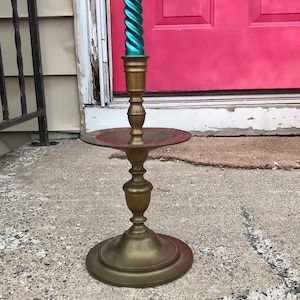 Large Antique Heavy Duty Bronze Candlestick Holder Vintage Tall Metal ...