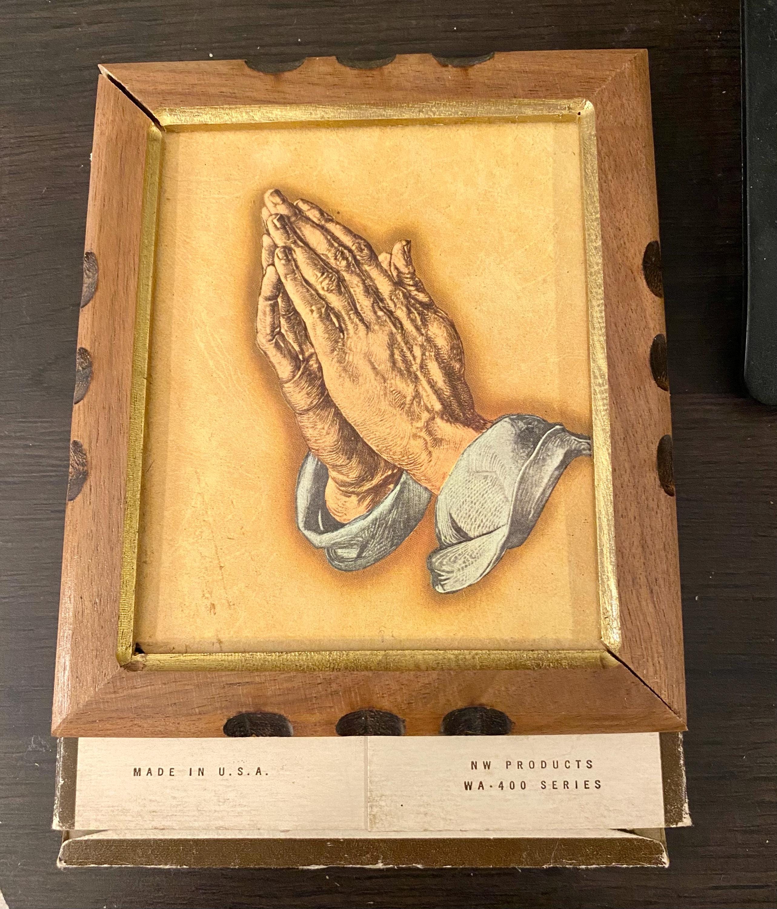 Vintage Religious Wall Decor Colorful Praying Hands Wood 'n Art Mid ...