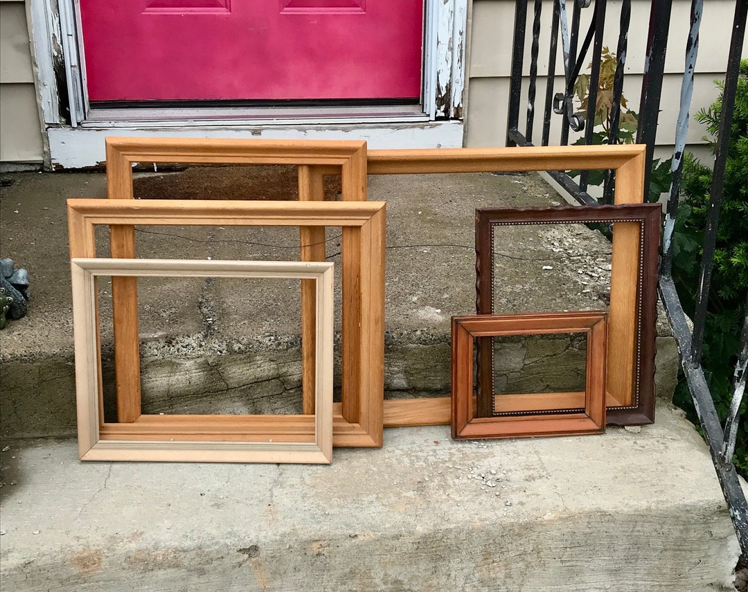 Wood Frame Set Open Wall Gallery Vintage Picture Frames Instant ...