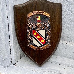 Vintage Copper Art of Bishop Family Crest Coat of Arms Wall Hanging on ...