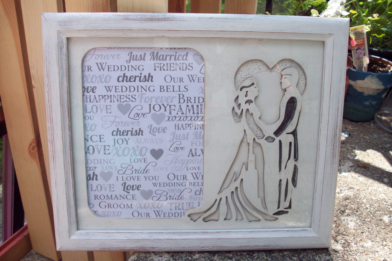 Rustic Wood Wedding Frame hand painted & lightly distressed | Etsy