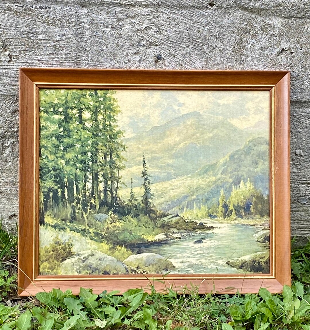 Vintage Framed Robert Wood Lithograph in Wooden Frame Nature Print ...