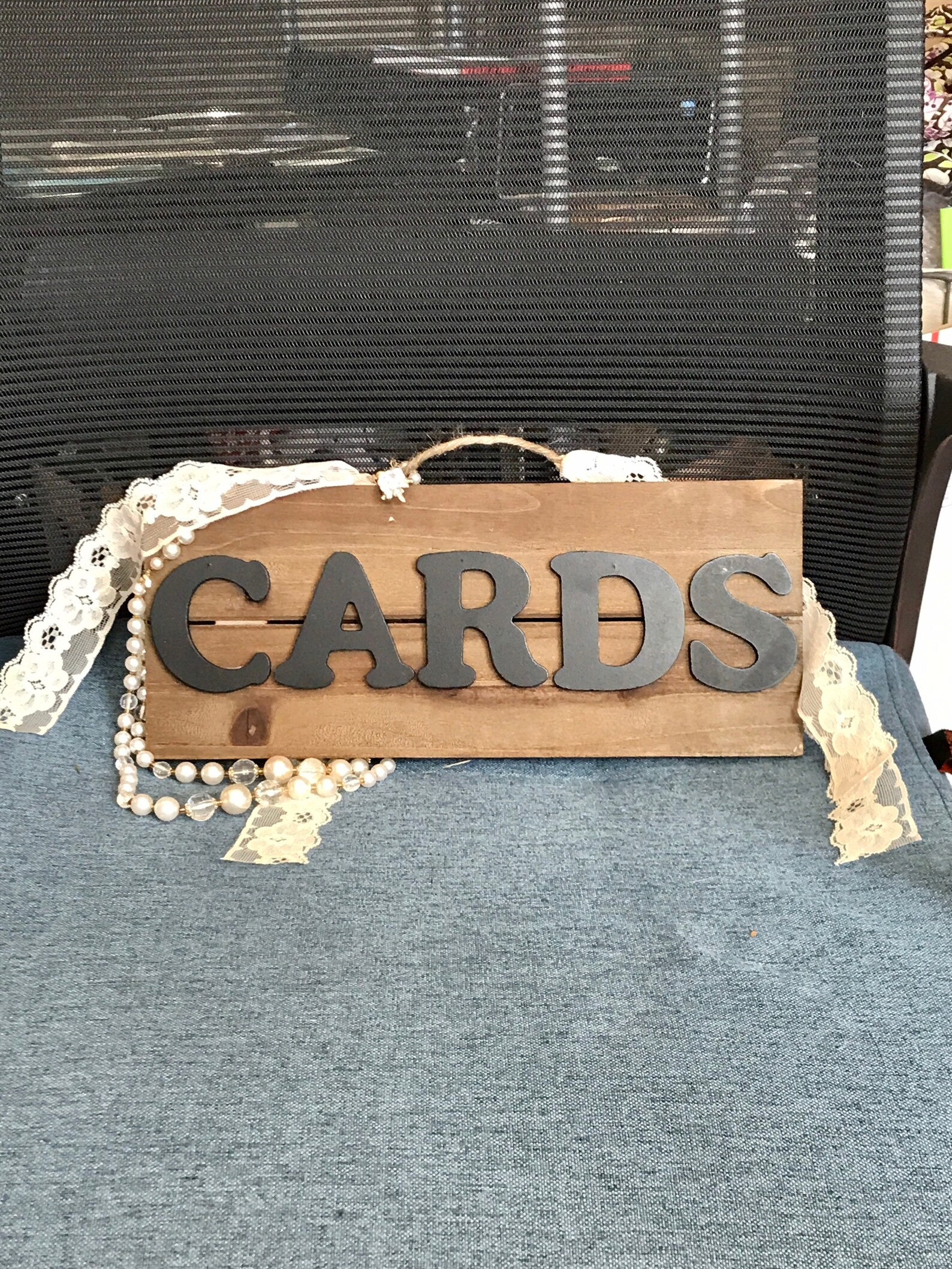 Wood Card Sign With Vintage Jewelry & Lace Wedding Signage Baby Shower ...