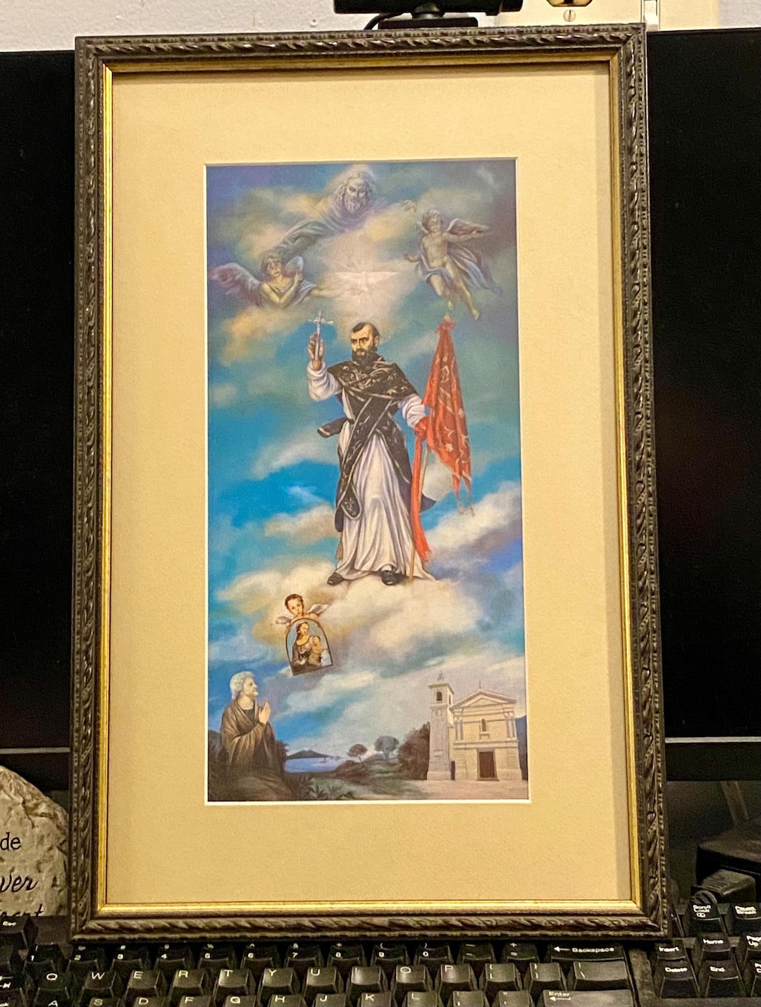 Vintage Framed Saint St. Agnellus of Naples Art Print Matted in Frame Catholic Gift Religious ...