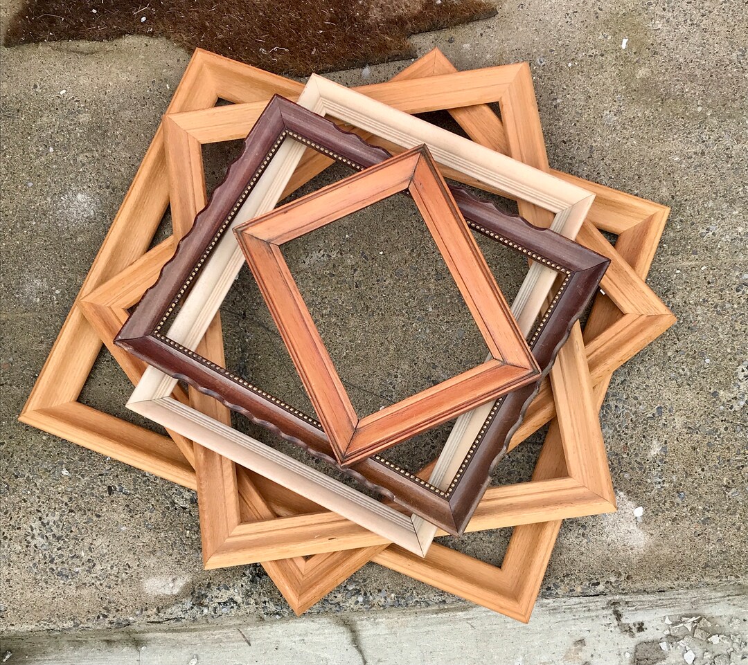 Wood Frame Set Open Wall Gallery Vintage Picture Frames Instant ...