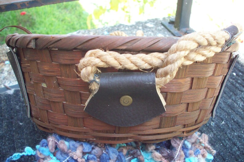 Woven hanging planter basket Rustic Vintage brown rattan | Etsy