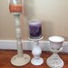 Tall Candlesticks Hand Painted Neutral Shades Antique White & Cream ...