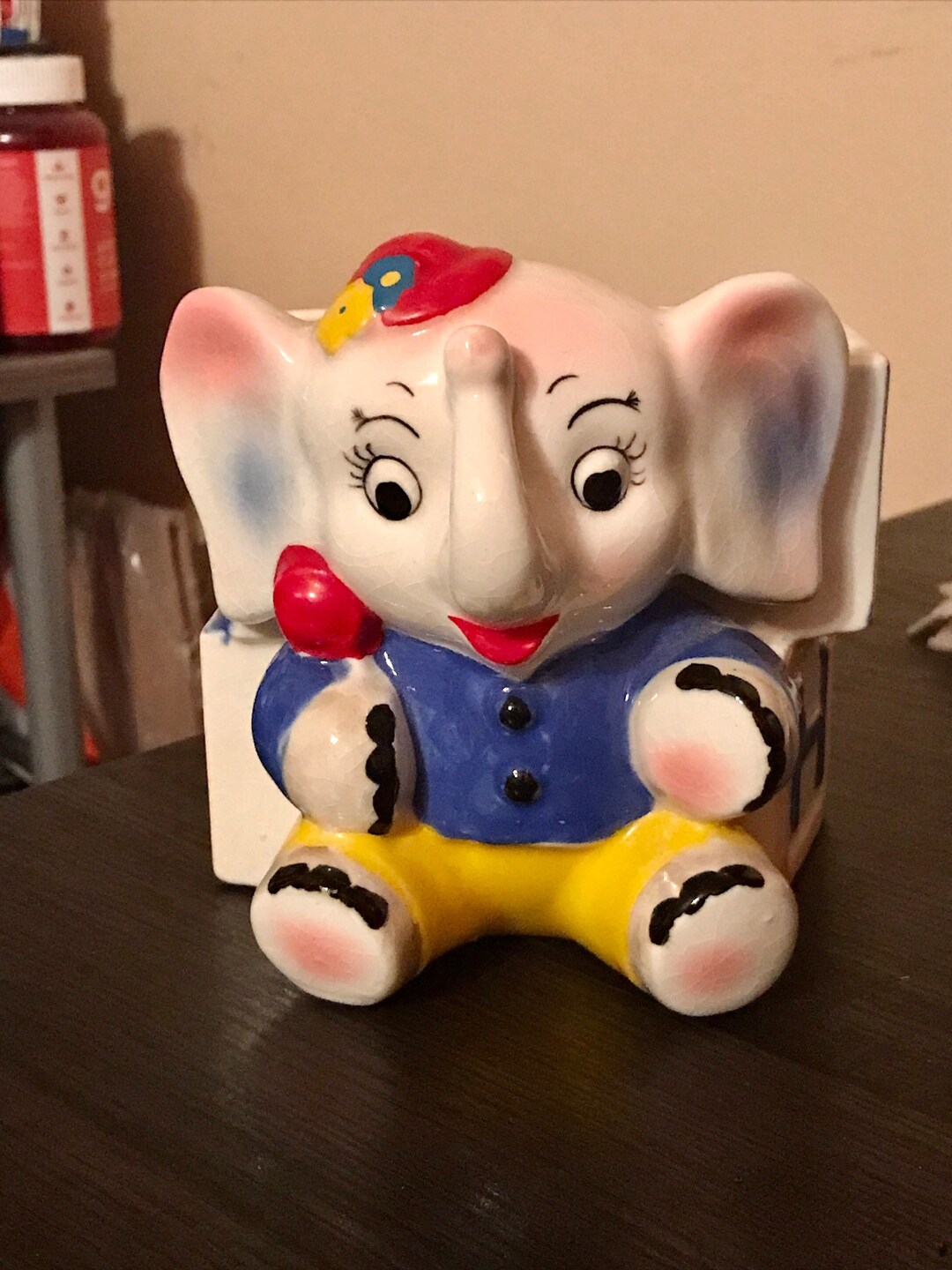 Vintage Elephant Baby Block Planter Made in Japan Ceramic Plant Holder ...
