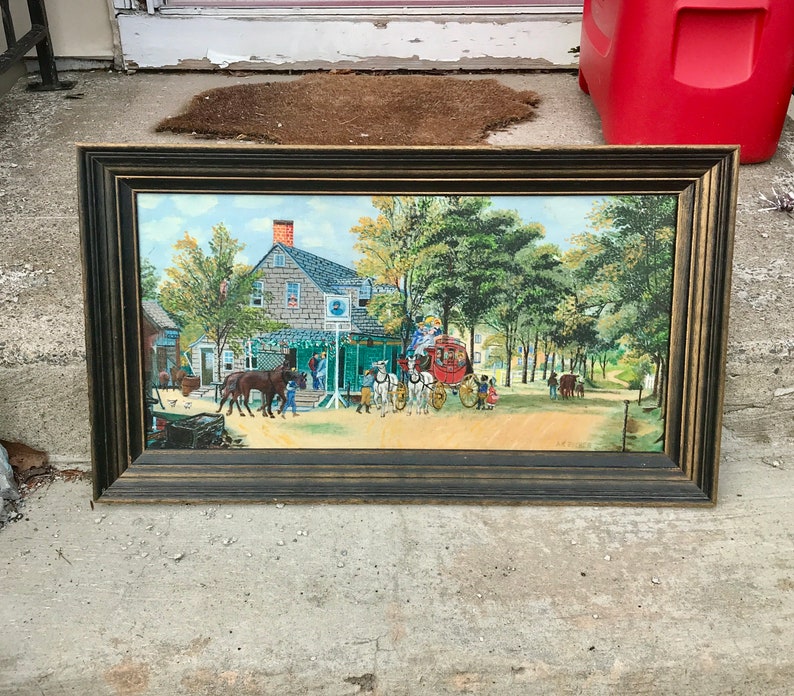 Vintage Framed Artwork Original Painting Artist Signed Wood - Etsy