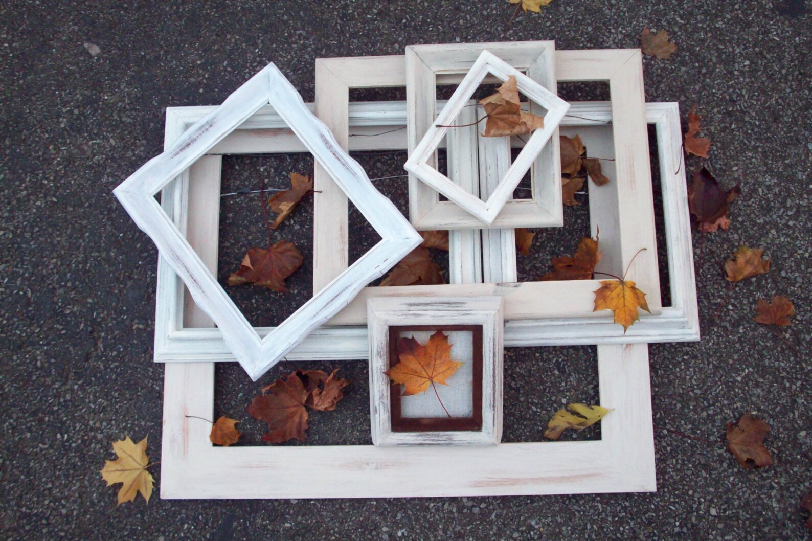 Open Wooden Frame Set of 8 Hand Painted Ombre Neutral Shades, Rustic ...