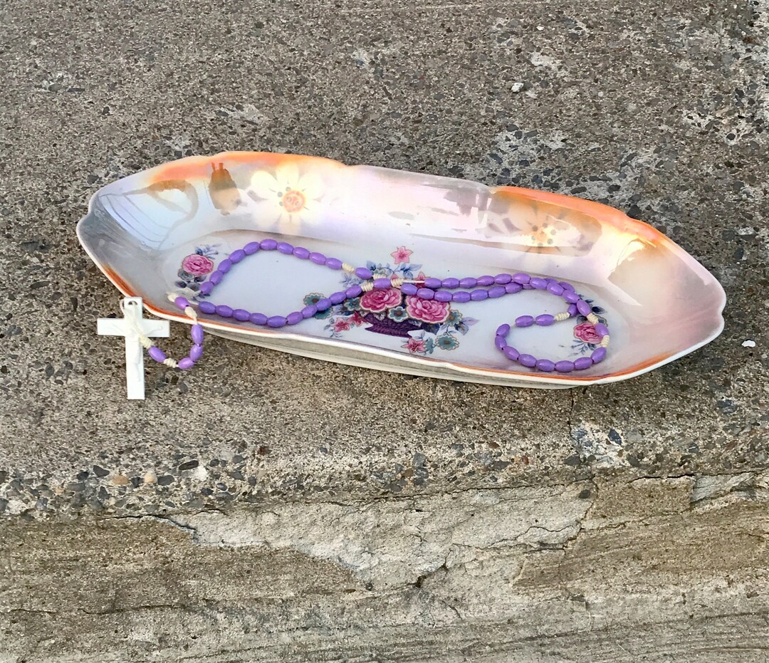 Bavaria German Porcelain Long Dish Vintage Rose Pattern Hand Decorated ...