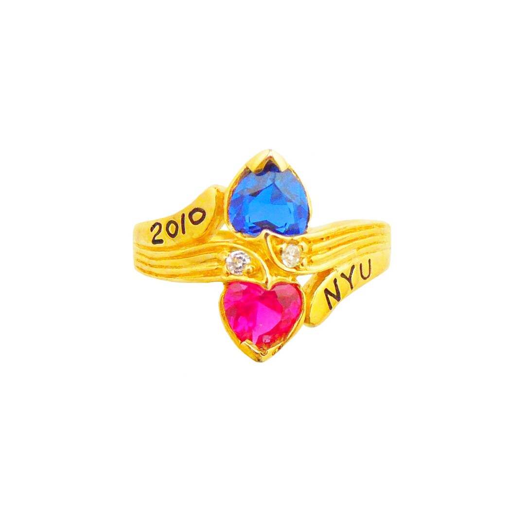 Gold Elegant Twin Heart Class Ring (item: CLASS68 ) - Etsy