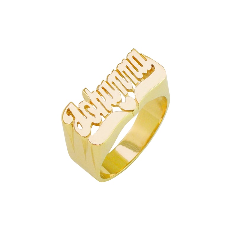 8.5mm Size (lee106) Custom Gold Name Ring | Solid Gold 10k or 14k ...
