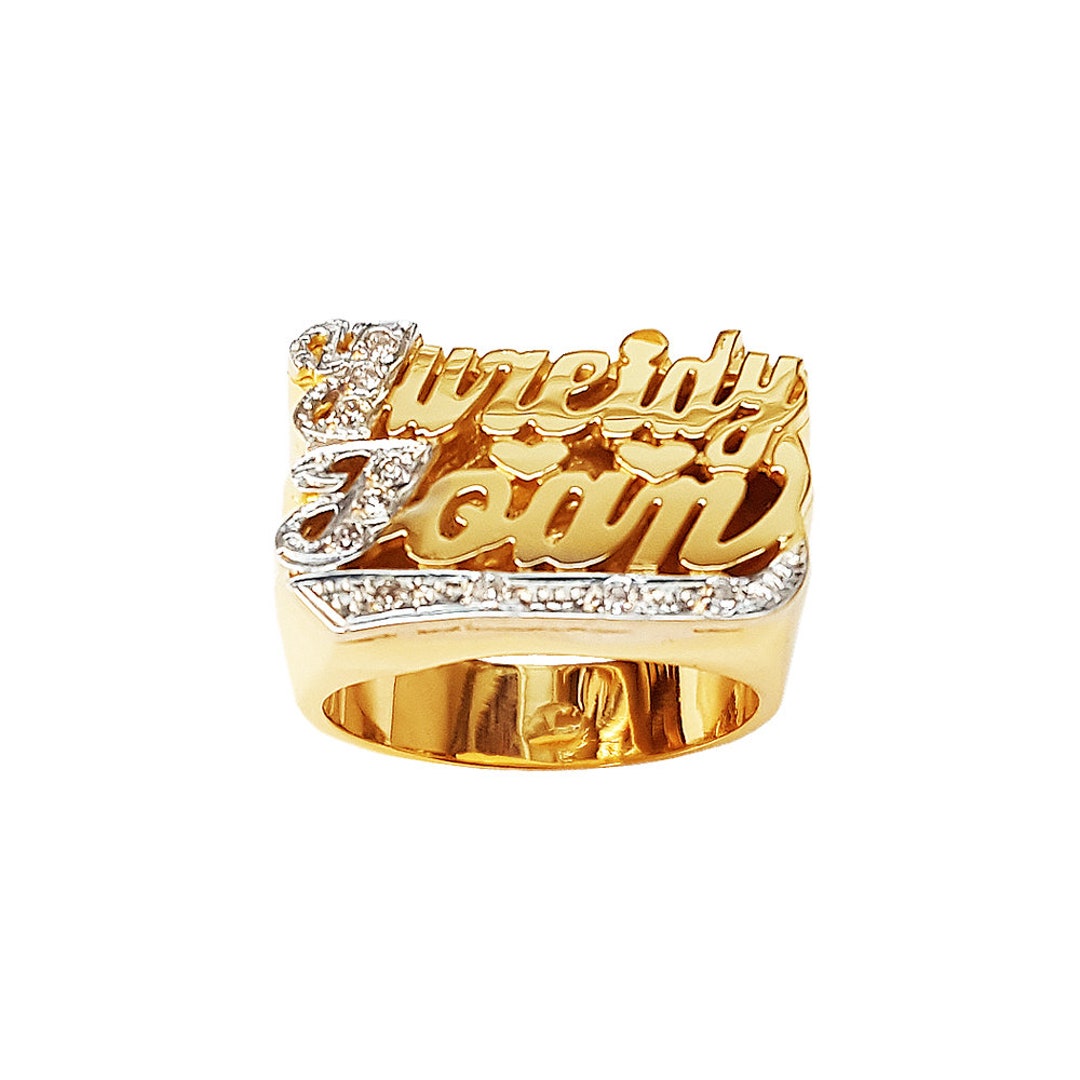 Custom Gold Name Ring | Solid Gold 10k or 14k | Fine Jewelry | Two ...