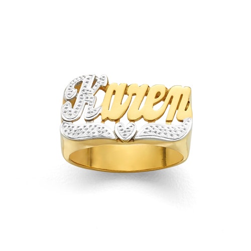Custom Gold Name Ring Solid Gold 10k or 14k Gold Fine - Etsy
