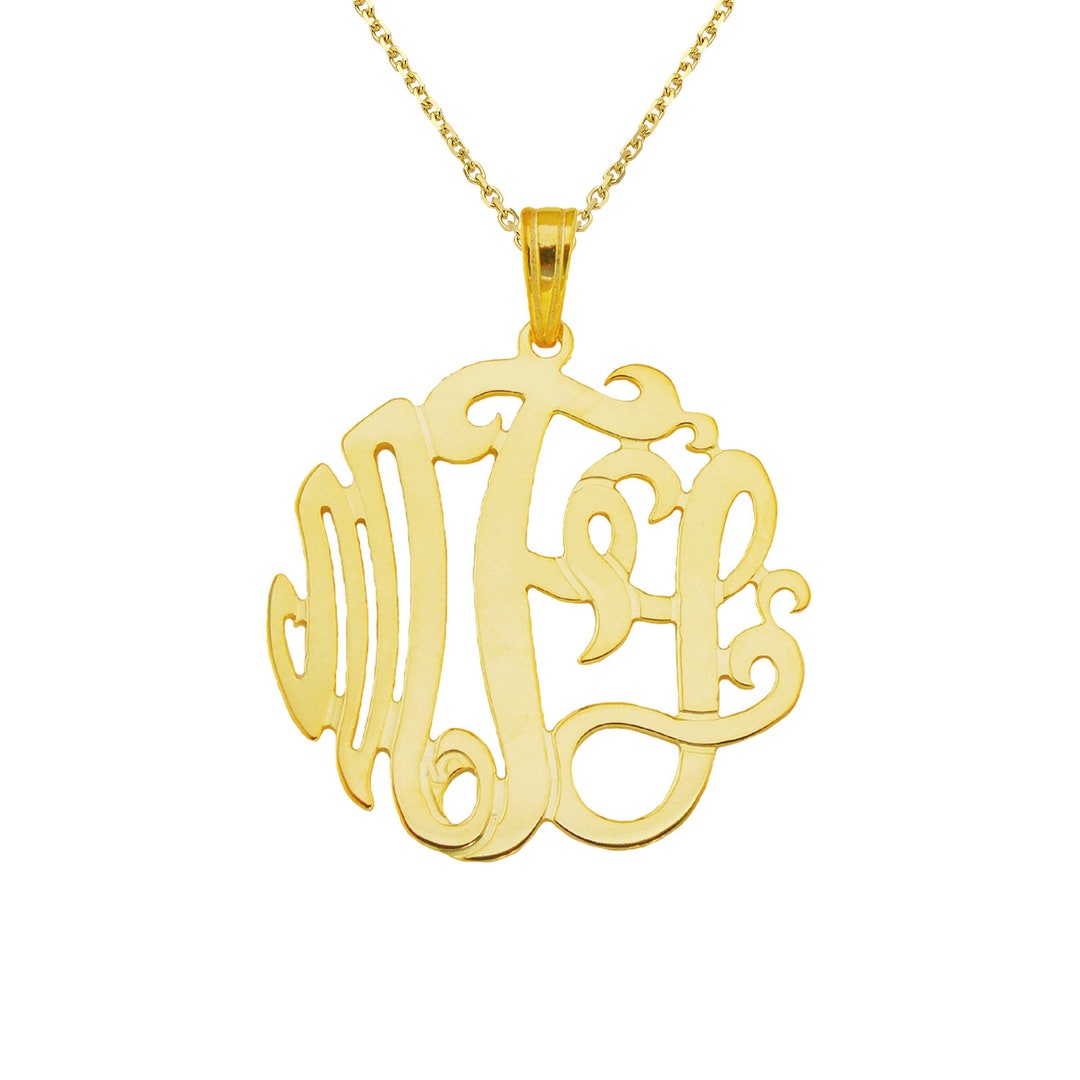 Gold Three Initials Monogram Pendant (item: Monop ) - Etsy