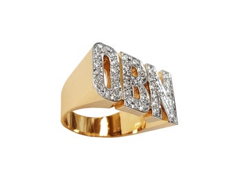 Custom Gold Name Ring Solid Gold 10k or 14k Gold Fine - Etsy