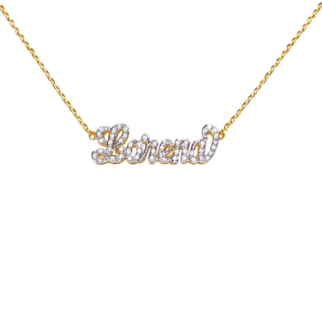 Script With Diamonds | Solid Gold Name Necklace | Custom Fine Jewelry ...