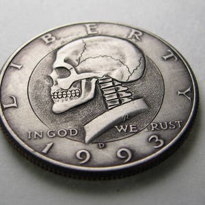 Hobo Nickel Skull on Kennedy Half by M.J. Petitdemange One of a Kind ...