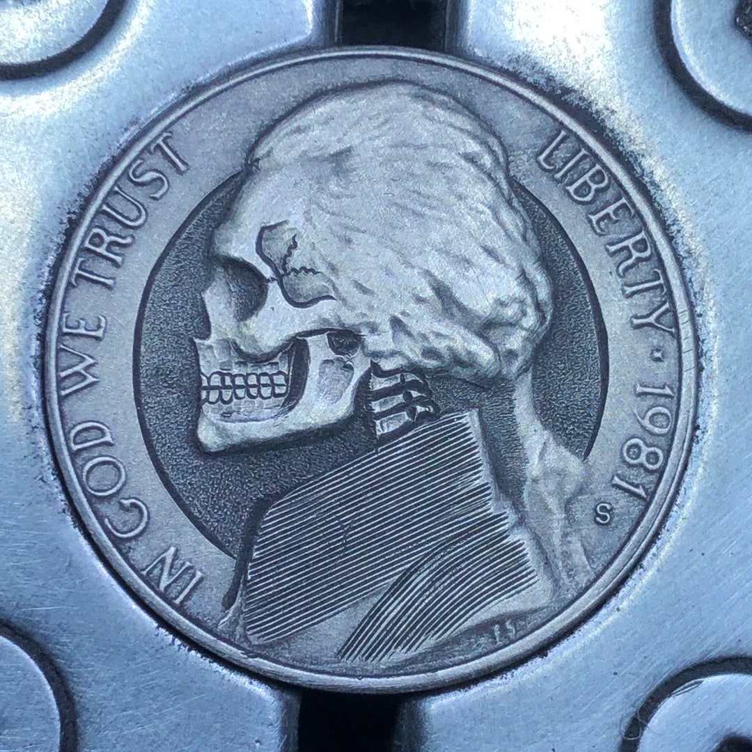 Hobo Nickel Skull by M.J. Petitdemange-fathers Day Gift-day of the Dead ...