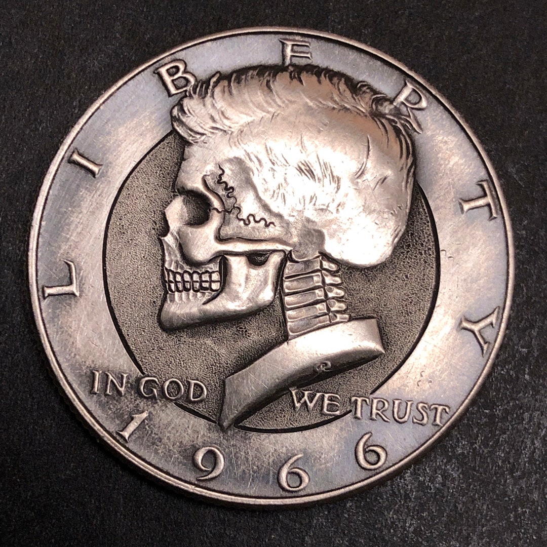Hobo Nickel Skull by M.J. Petitdemange Engraved Coin, 40% Silver JFK ...