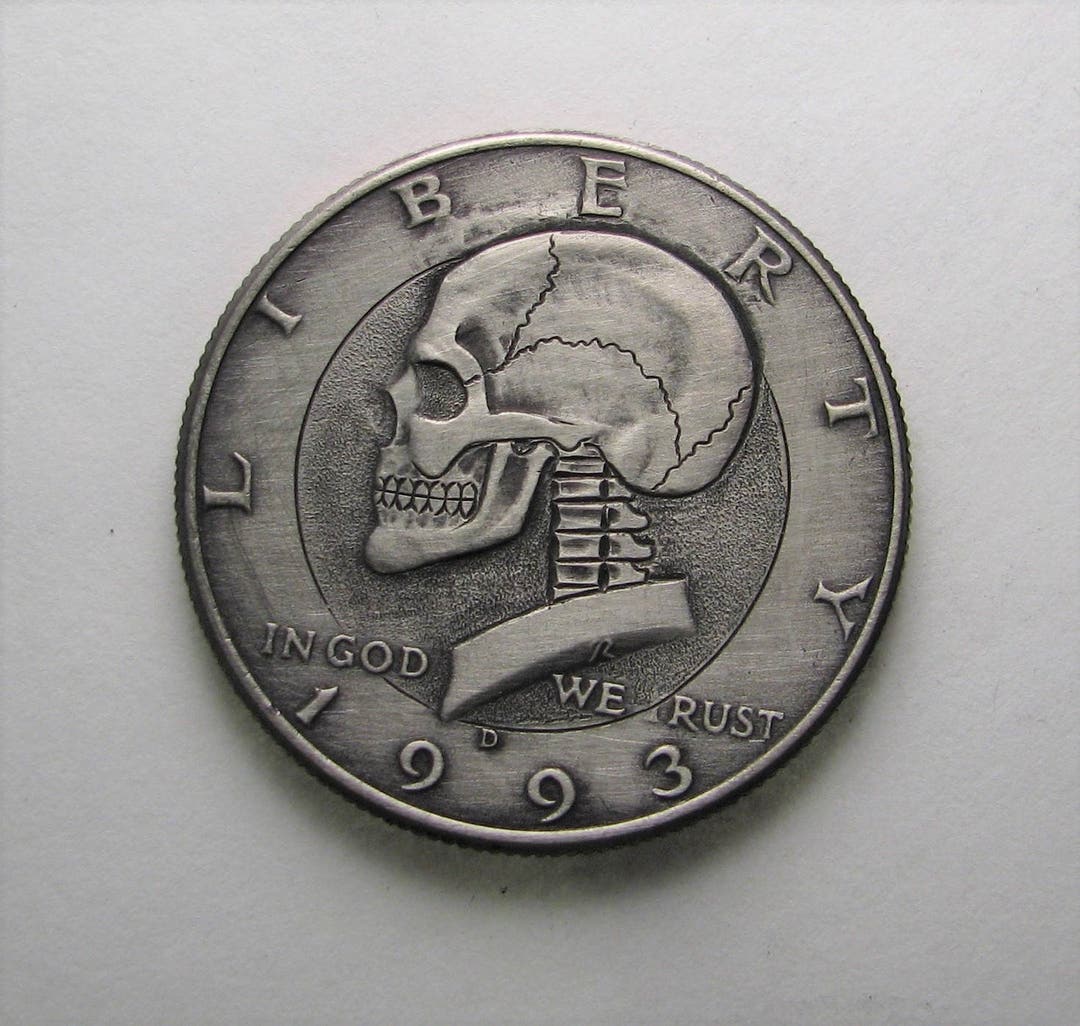 Hobo Nickel Skull on Kennedy Half by M.J. Petitdemange One of a Kind ...