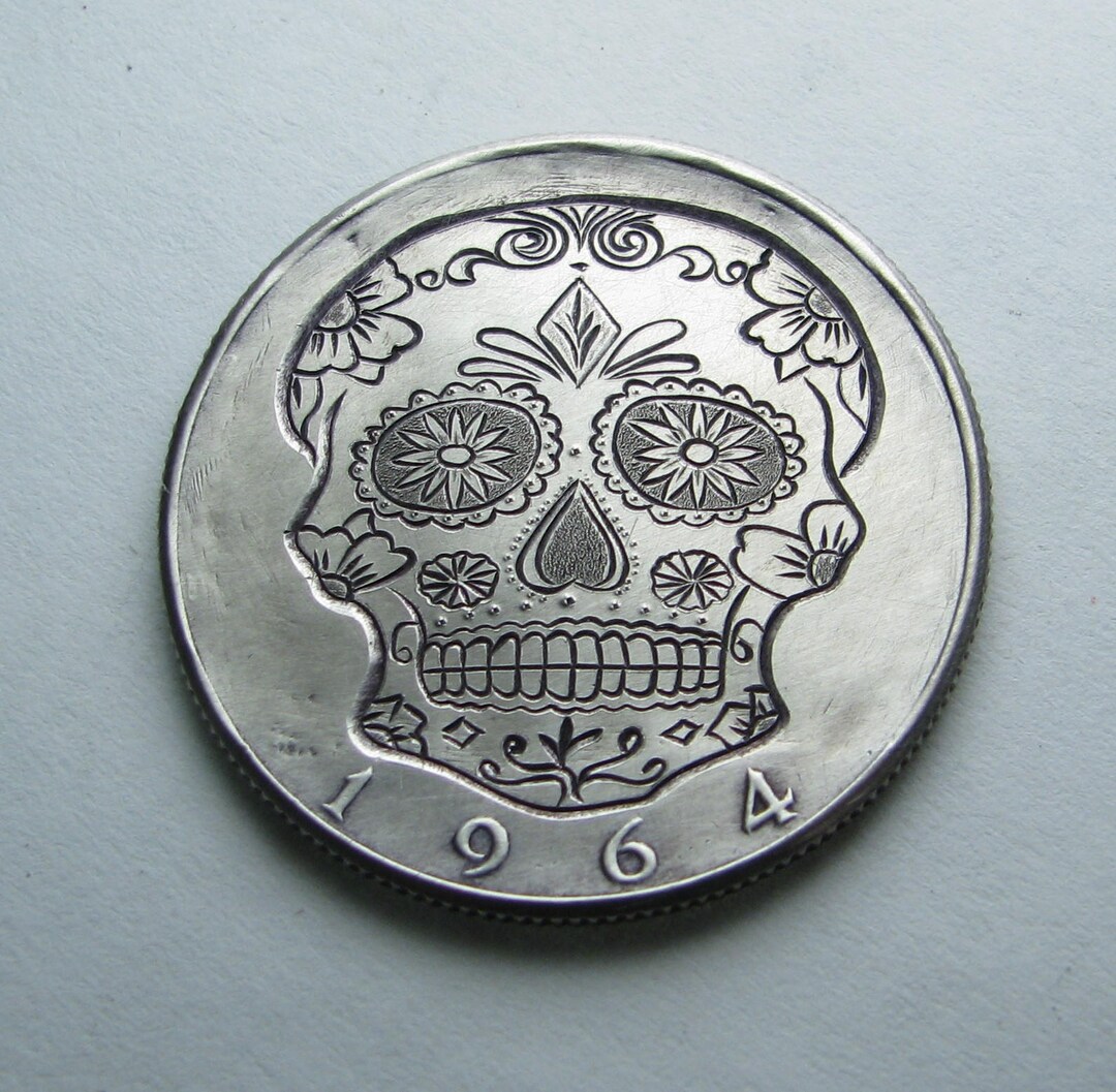 Hobo Nickel Skull by M.J. Petitdemange Engraved 90% Silver JFK Coin ...