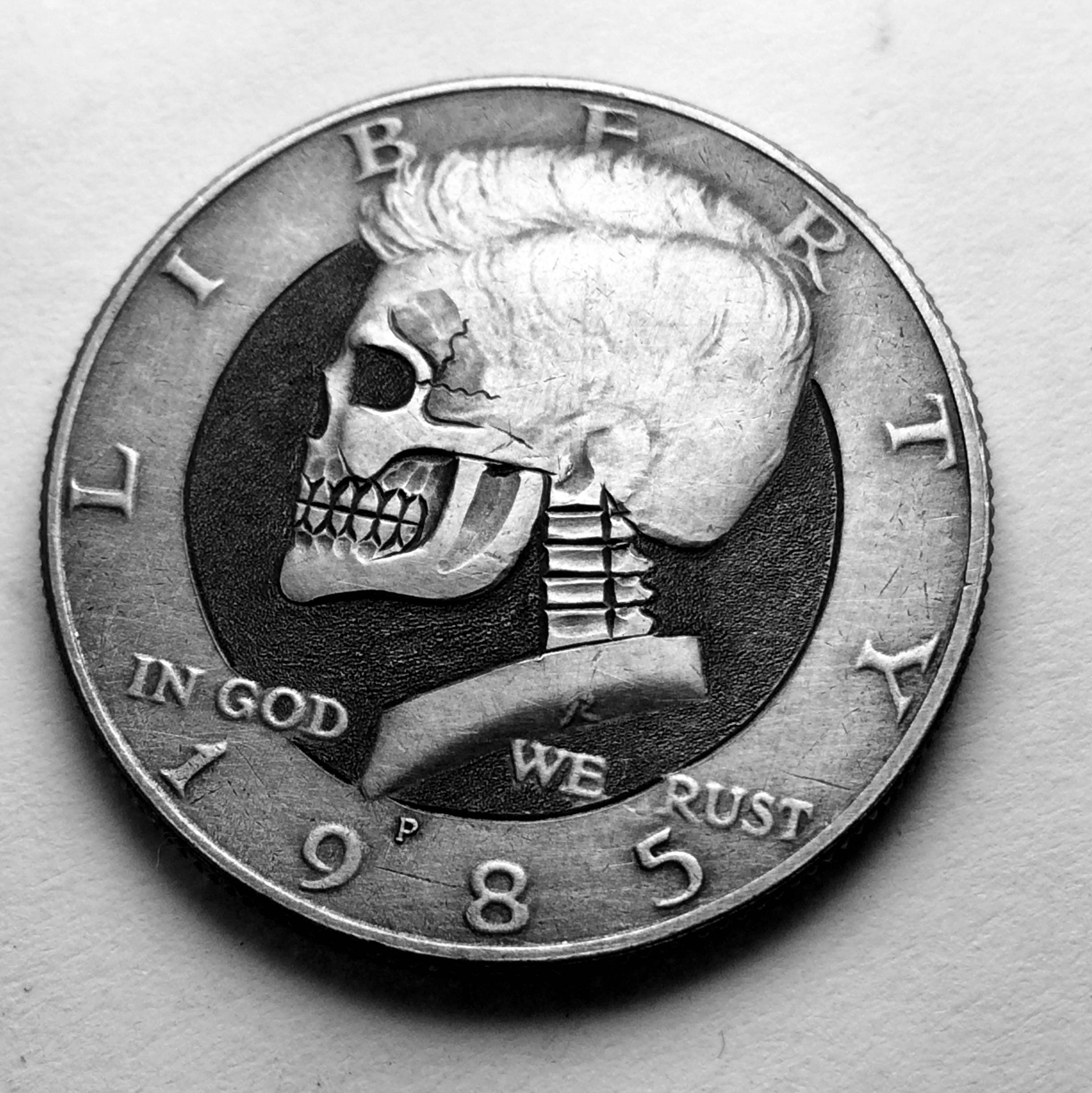 Hobo Nickel Skull By M.J. Petitdemange engraved Challenge Coin,memento ...