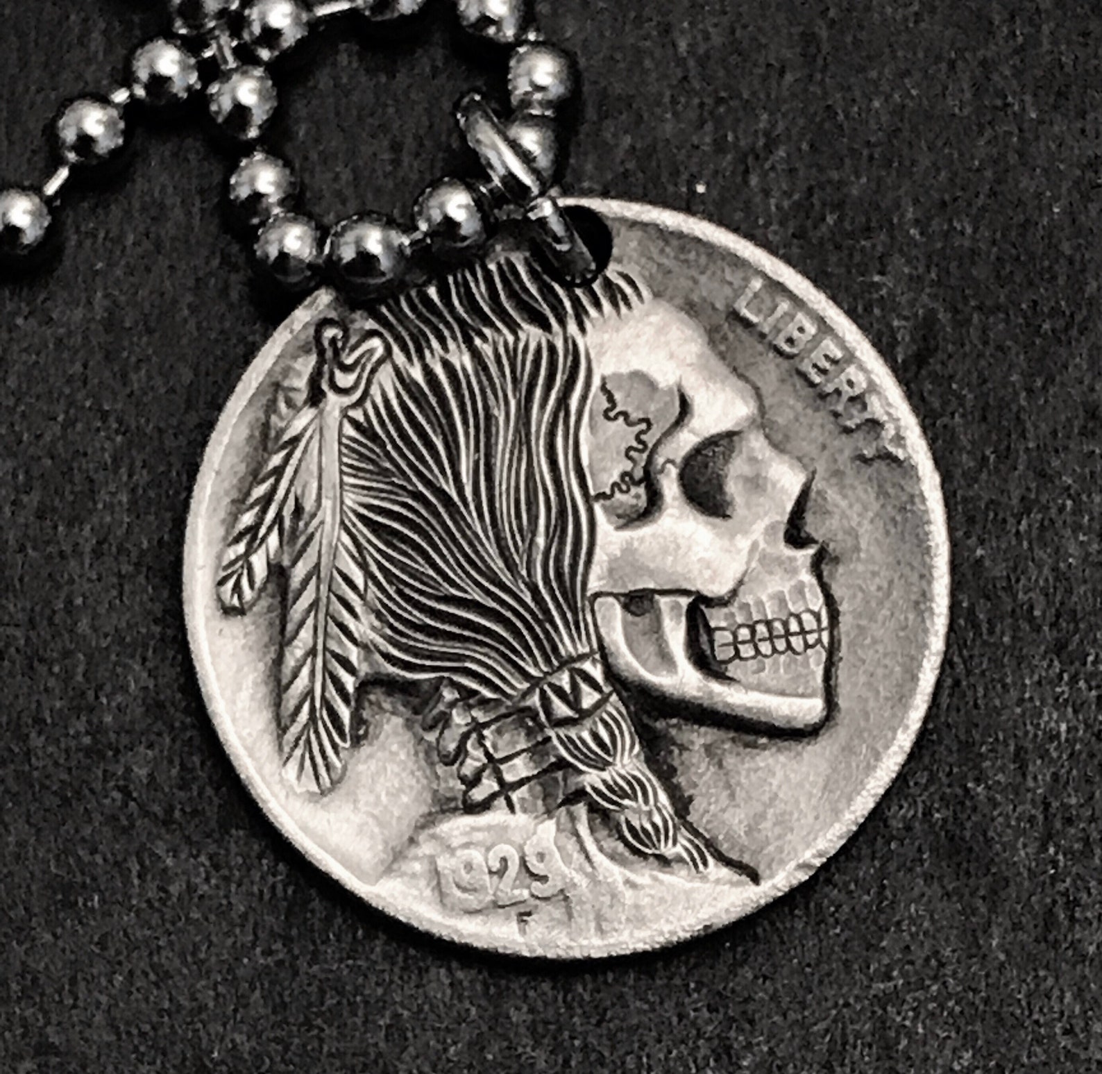 Hobo Nickel Skull Engraved Key Chain Memento Mori Gift for Him ...