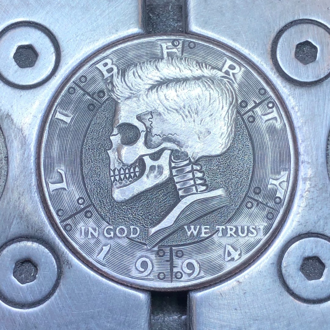 Hobo Nickel Skull Carved on Kennedy Half Dollar: Memento Mori Art - Etsy