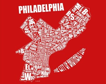 Philadelphia Block Map Typography Canvas Art Print 30x40 | Etsy