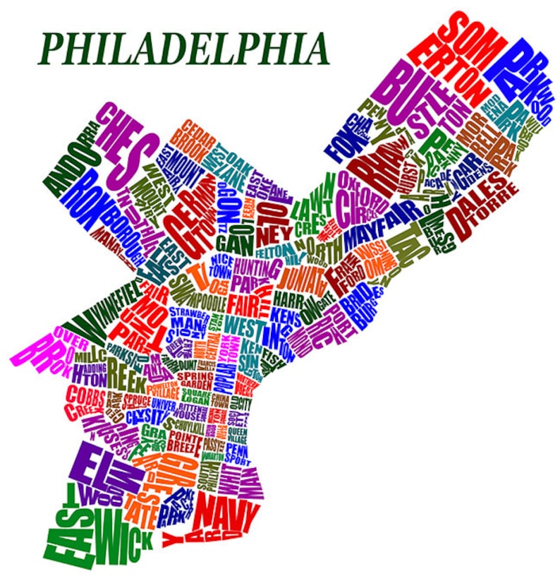 Philadelphia Neighborhoods Typography Art on Canvas 12 X 14 - Etsy