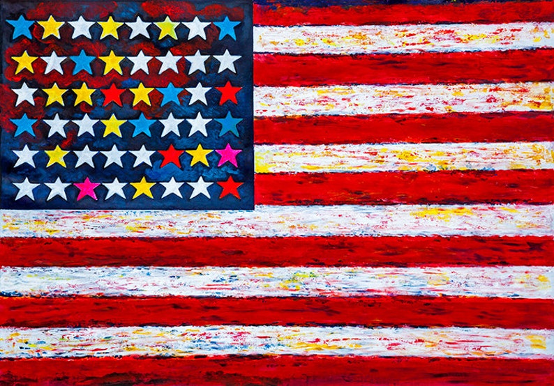 American Flag Pop Art Giclee on Canvas 12x14 - Etsy