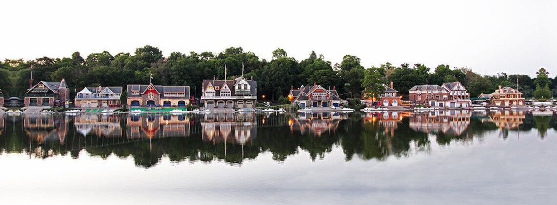Philadelphia Boat House Row Daytime - Panorama Canvas Art 12x36 - Etsy